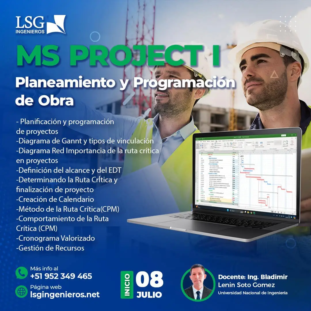 MS PROJECT Planeamiento y programación de Obra 2024 - I - Lsgingenieros
